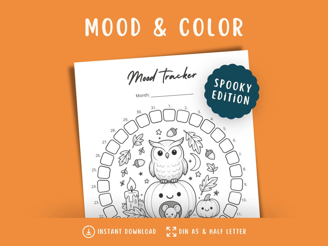 Halloween Mood Tracker | Printable Spooky Coloring Page | Autumn ...