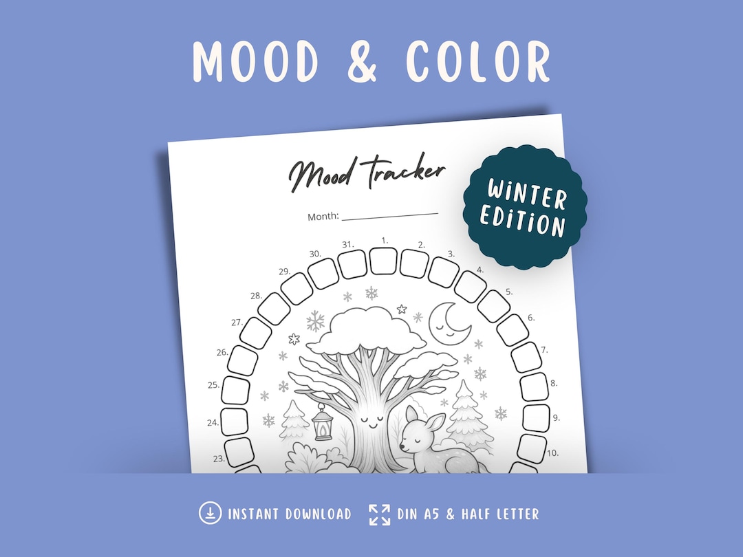 Mood Tracker Printable | Custom Journal | Coloring Pages | Christmas ...