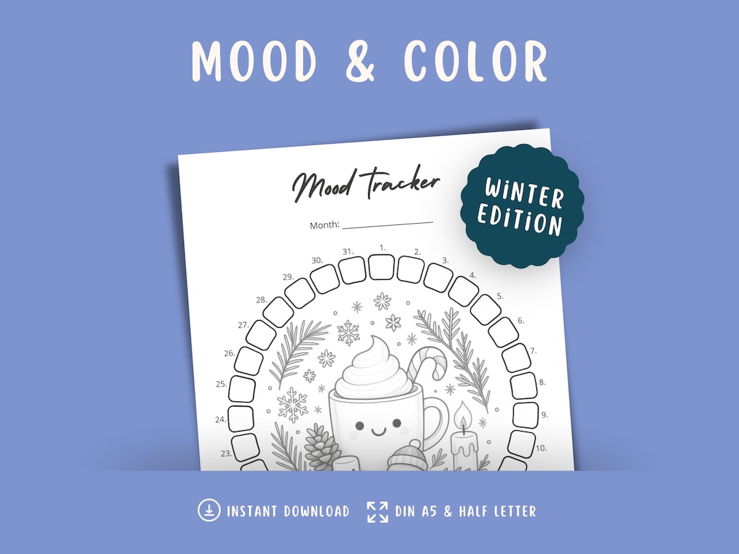 Mood Tracker Printable | Custom Journal | Coloring Pages | Christmas Planner for Cozy Season ...