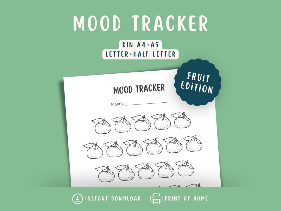 Mood Tracker | Coloring Page | Custom Journal | Self Care Planner | A5 ...