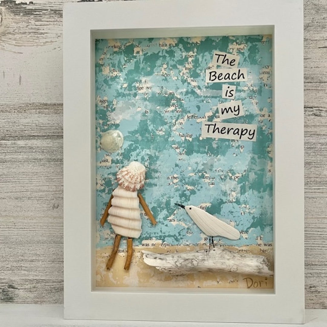 Sea Shell Art Shadowbox. Shell People. Beach Inspired Wall Hanging With ...