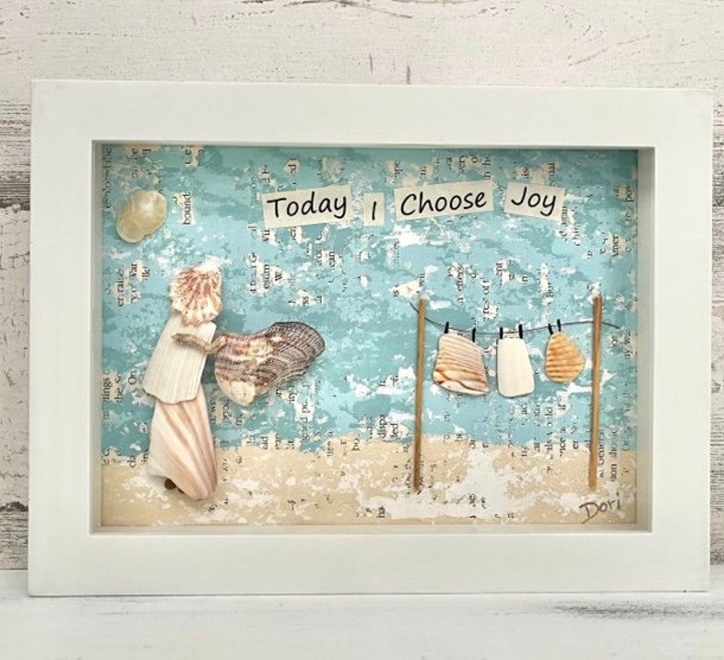Sea Shell Art Shadowbox. Shell People. Beach Inspired Wall Hanging With ...