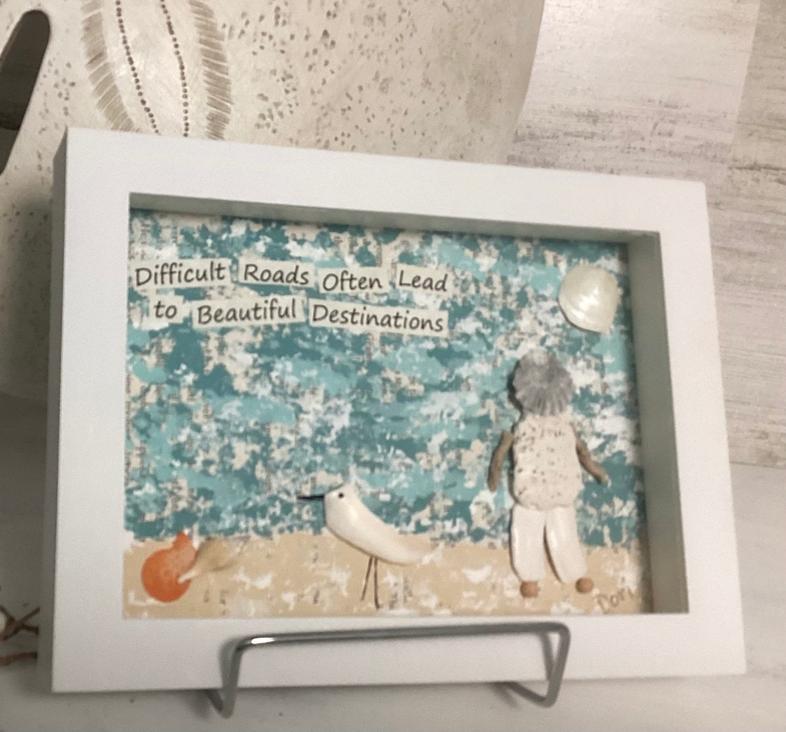 Sea Shell Art Shadowbox. Shell People. Beach Inspired Wall Hanging With Sweet and Inspirational ...