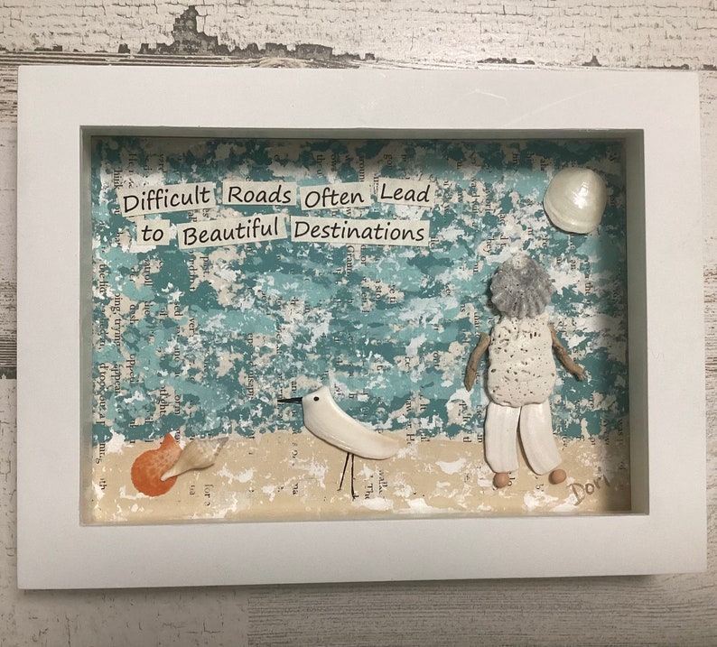 Sea Shell Art Shadowbox. Shell People. Beach Inspired Wall Hanging With ...