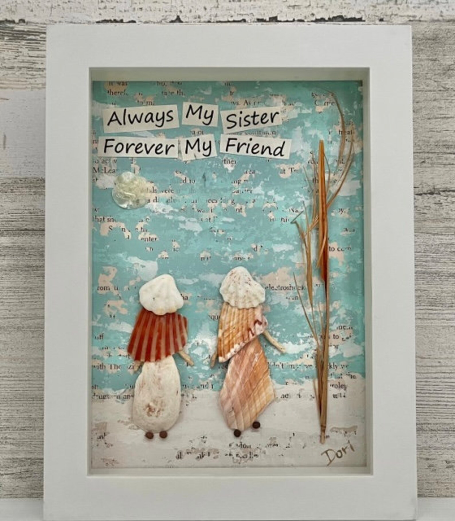 Sea Shell Art Shadowbox. Shell People Walking. Beach Inspired Wall ...