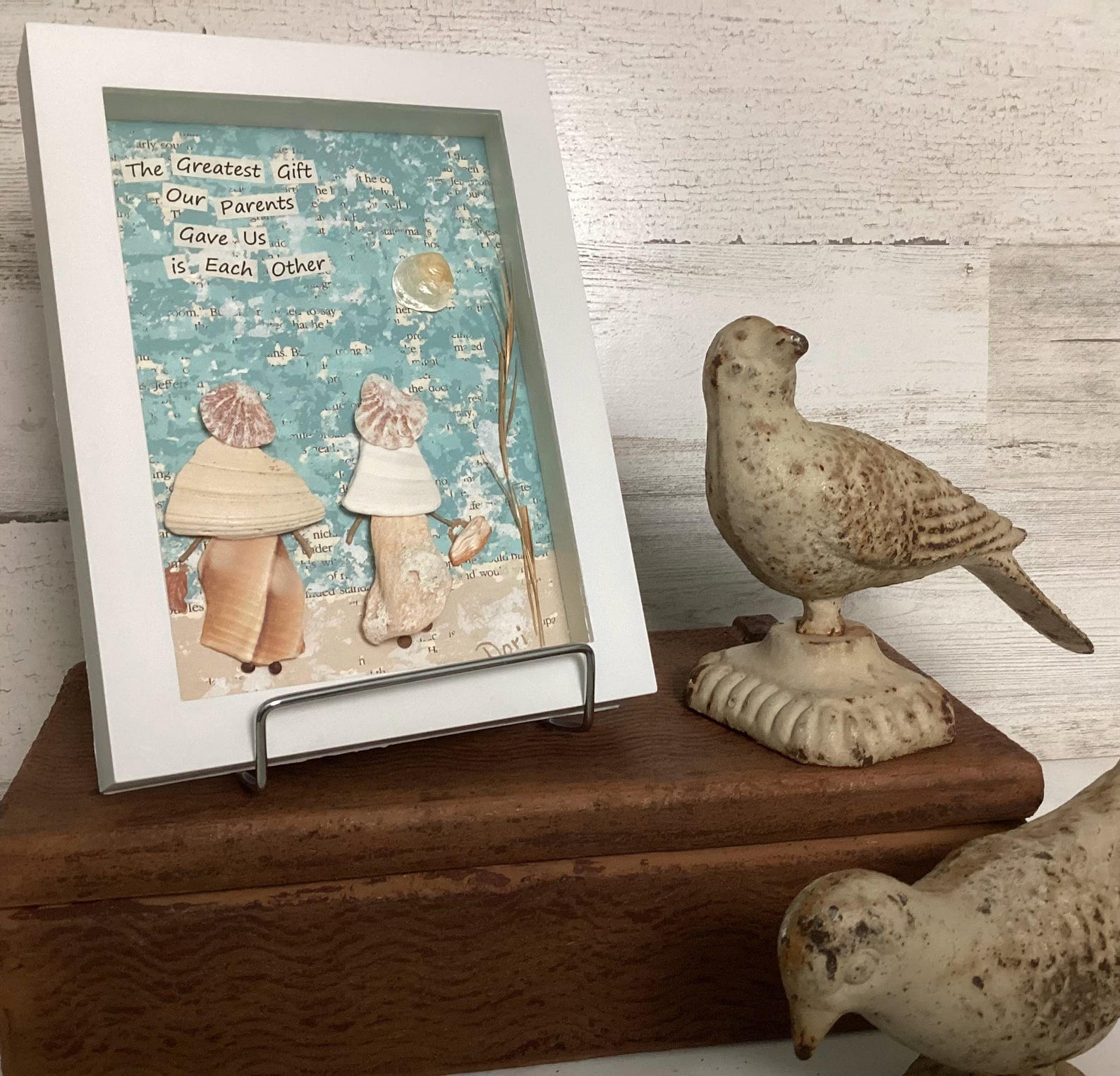 Sea Shell Art Shadowbox. Shell People Walking. Beach Inspired Wall ...