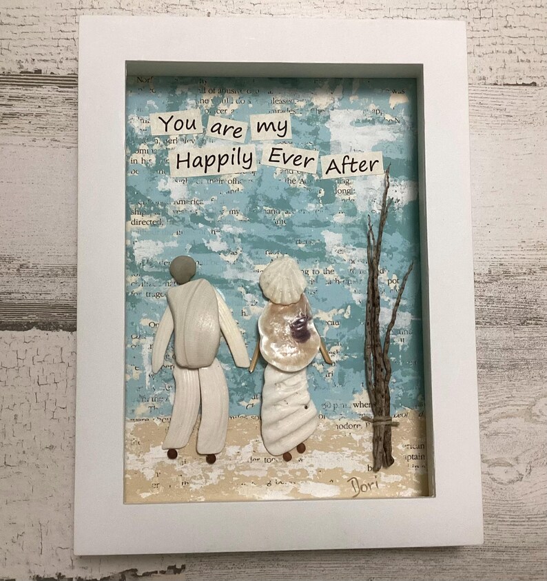 Sea Shell Art Shadowbox. Shell People Walking. Beach Inspired Wall ...