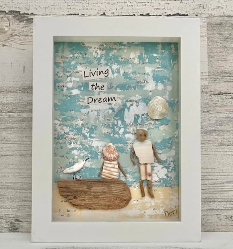 Sea Shell Art Shadowbox. Shell People. Beach Inspired Wall Hanging With ...