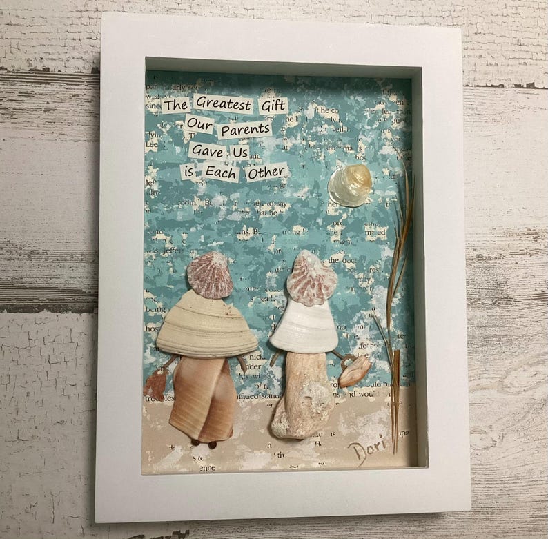 Sea Shell Art Shadowbox. Shell People Walking. Beach Inspired Wall ...