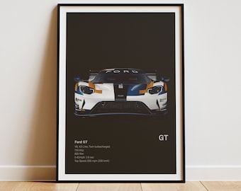 Ford GT Poster GT Prints Ford Posters Car Prints Car Wall Art Car ...