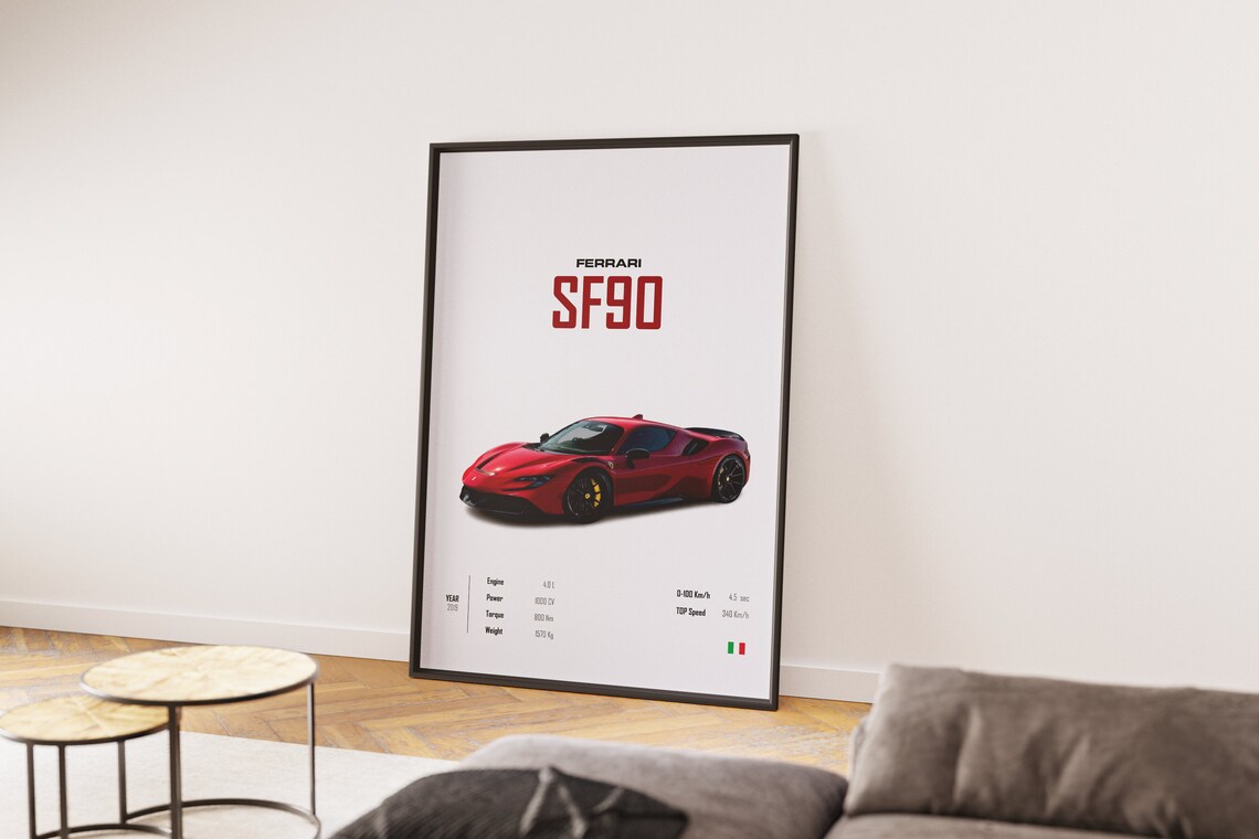 Ferrari SF90 Poster - Ferrari SF90 Print - Car Print - Car Wall Art ...