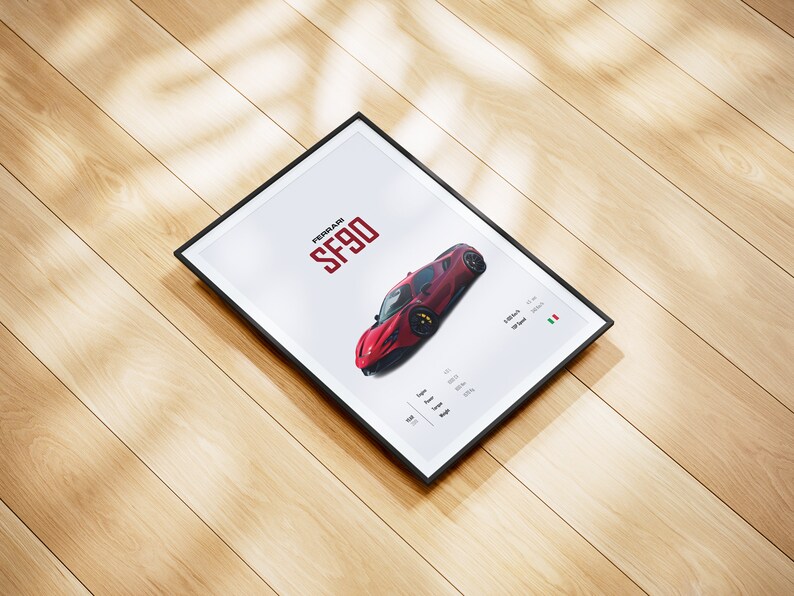 Ferrari SF90 Poster - Ferrari SF90 Druck - Auto Druck - Auto Wandkunst ...