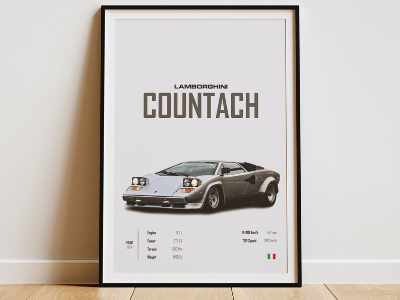 Lamborghini Countach Poster - Countach Print - Car Print - Car Wall Art ...