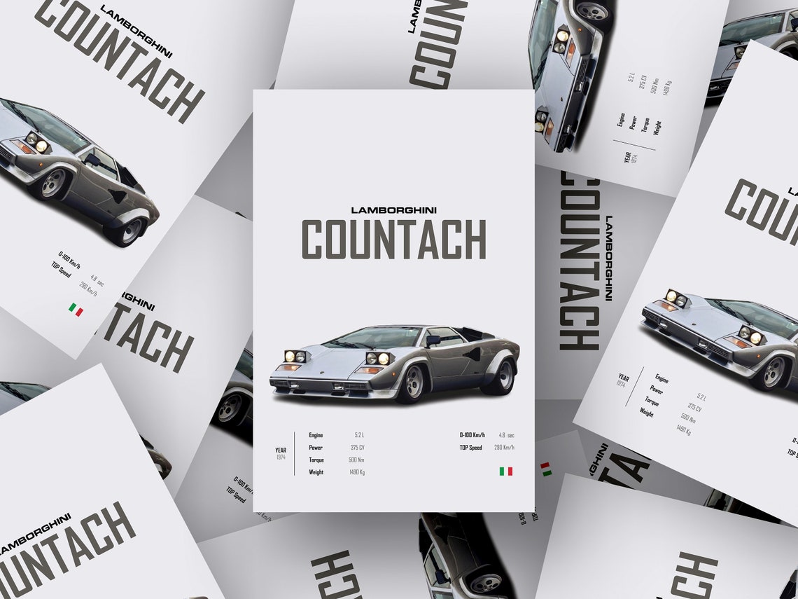 Lamborghini Countach Poster Countach Print Car Print Car Wall Art Car ...