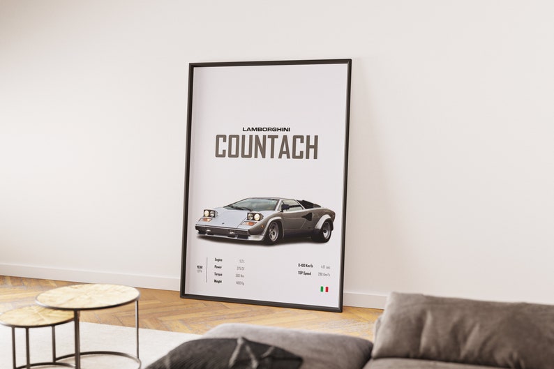 Lamborghini Countach Poster - Countach Print - Car Print - Car Wall Art ...