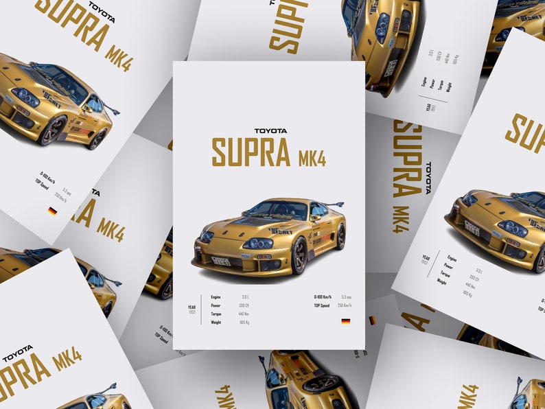 Toyota Supra MK4 Poster Supra Prints Toyota Posters Car Prints Car Wall ...