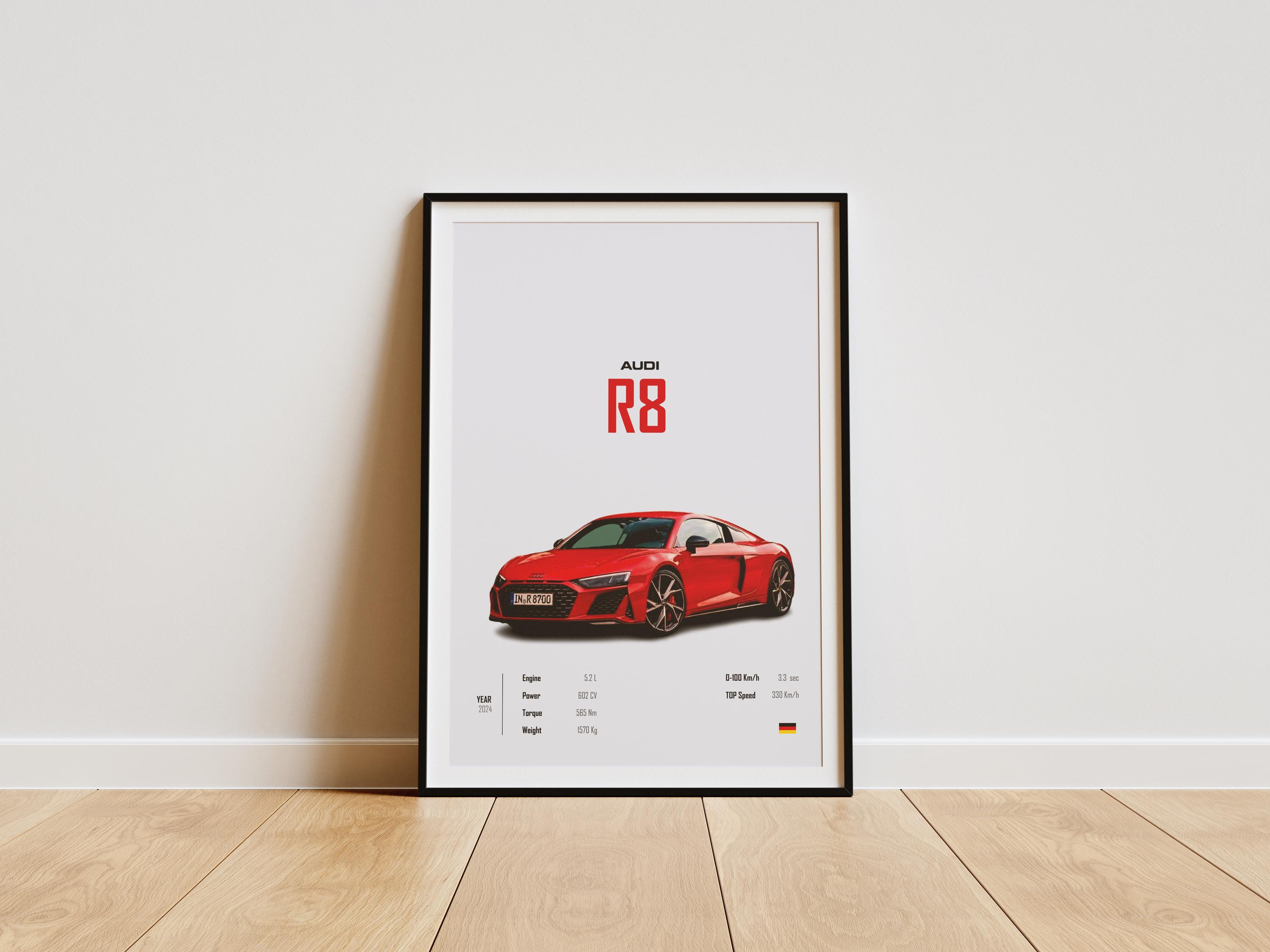 Audi R8 Poster R8 Prints Audi Posters Car Prints Car Wall Art Car ...