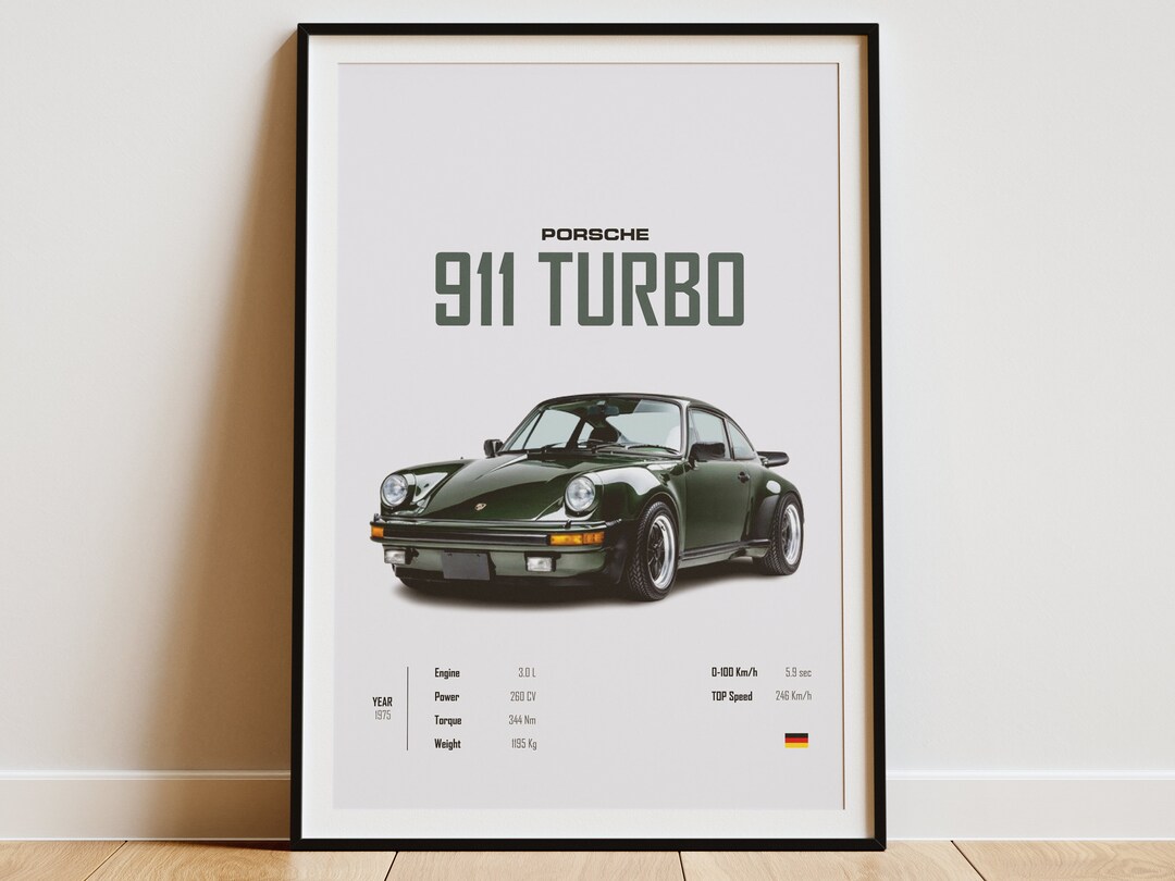 Porsche 1976 911 Turbo Poster 911 Turbo Print Car Print Car Wall Art ...