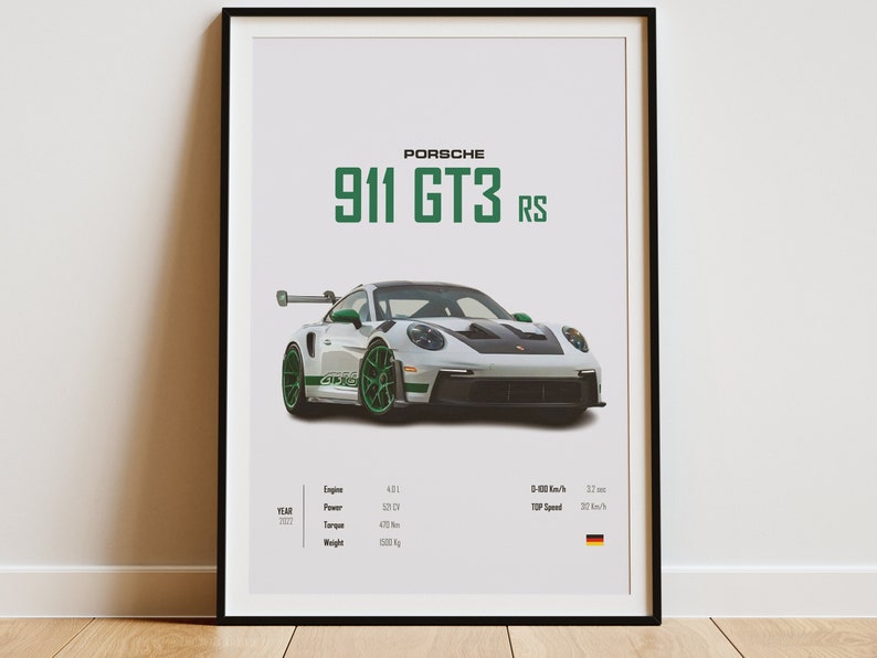 Porsche 911 GT3 RS Poster, Porsche 992 GT3 RS Print, Car Print, Car ...