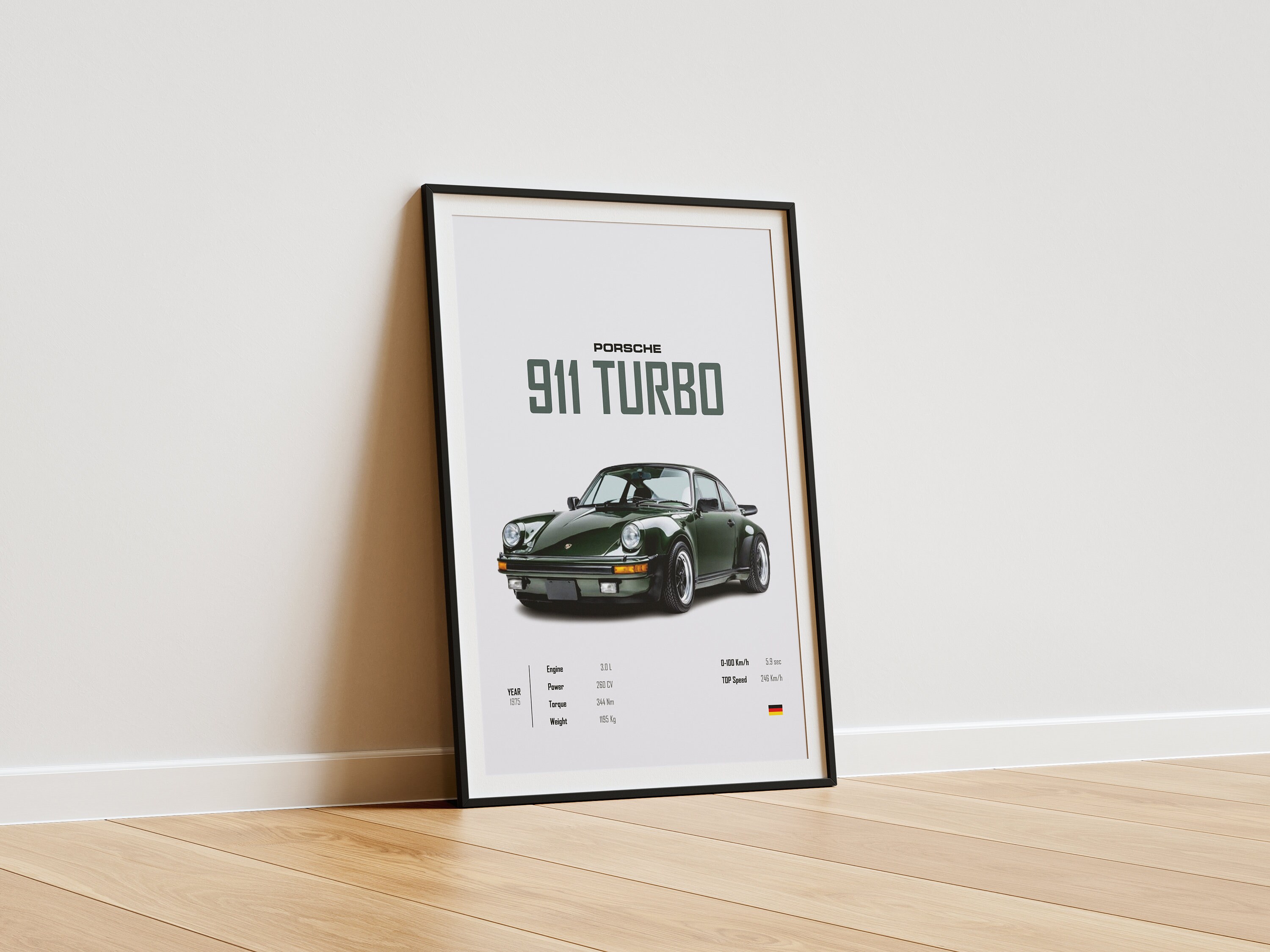 Porsche 1976 911 Turbo Poster 911 Turbo Print Car Print Car Wall Art ...