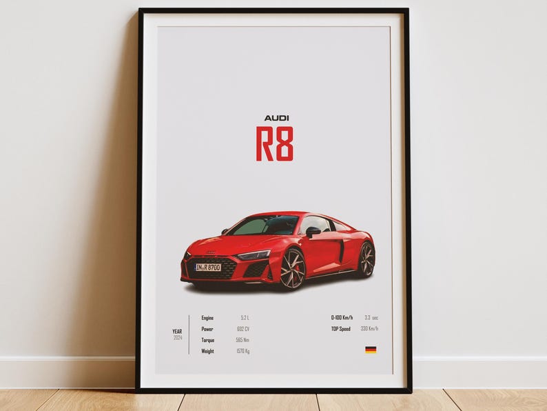 Audi R8 Poster R8 Prints Audi Posters Car Prints Car Wall Art Car ...