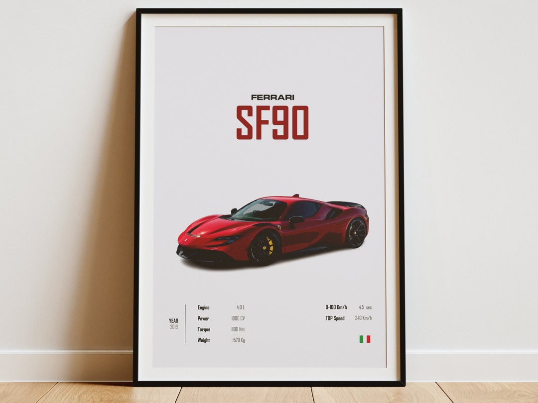 Ferrari SF90 Poster - Ferrari SF90 Druck - Auto Druck - Auto Wandkunst ...