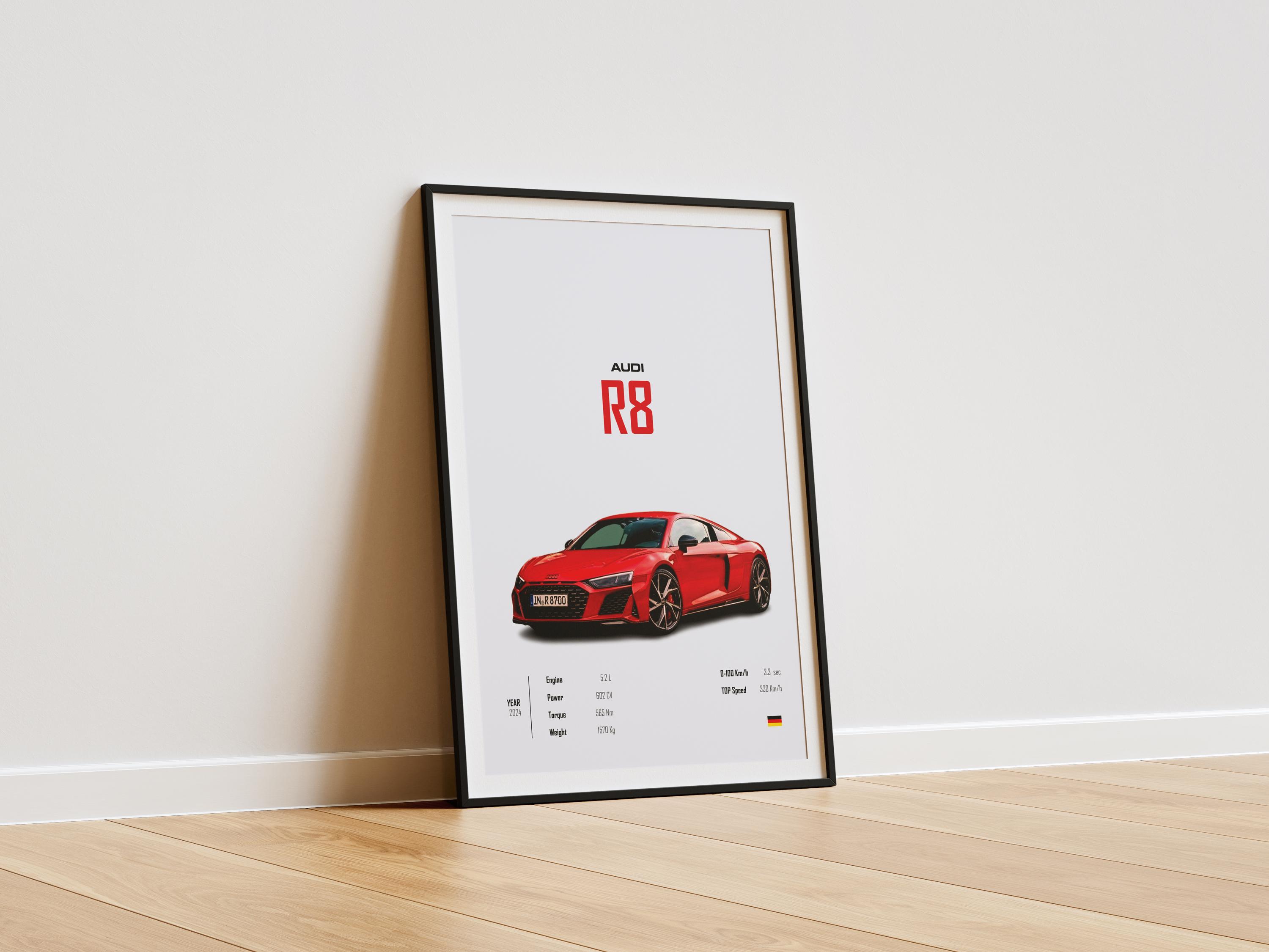 Audi R8 Poster R8 Prints Audi Posters Car Prints Car Wall Art Car ...