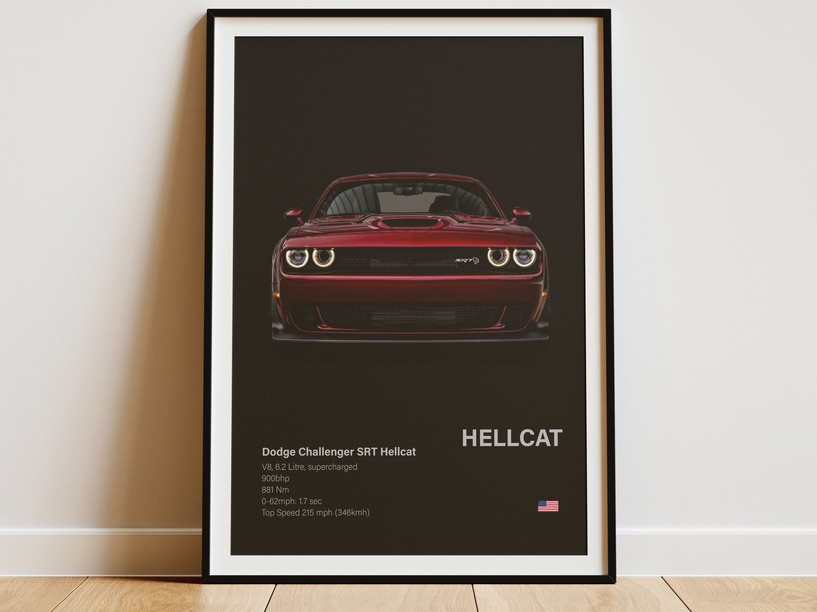Dodge Challenger SRT Hellcat Poster Hellcat Prints Dodge Posters Car ...