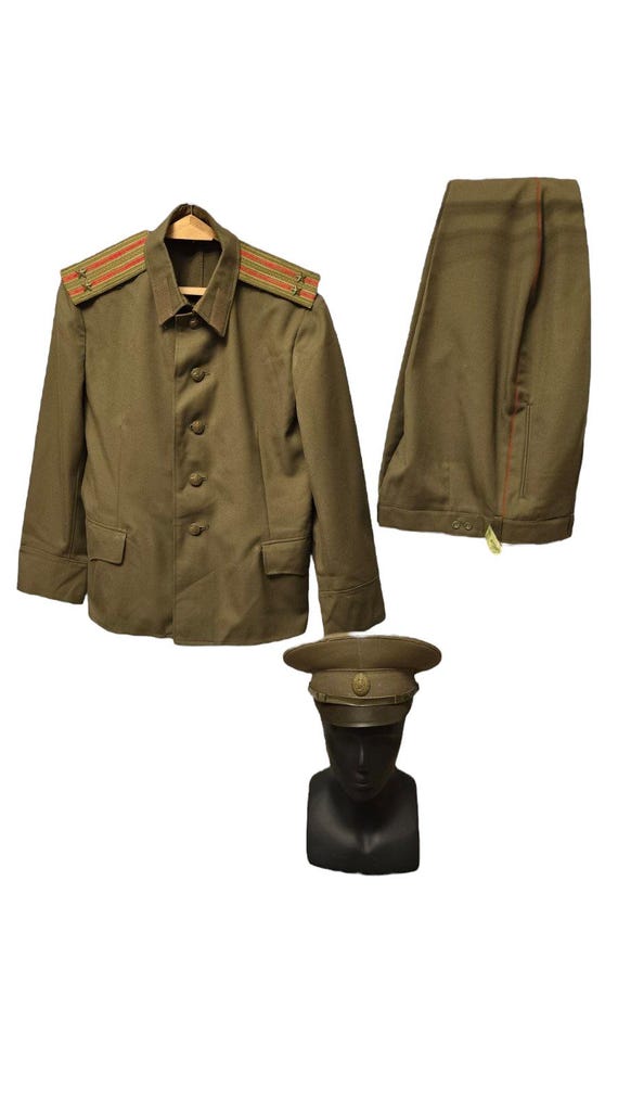 Original military khaki field uniform with cap Red Ar… - Gem