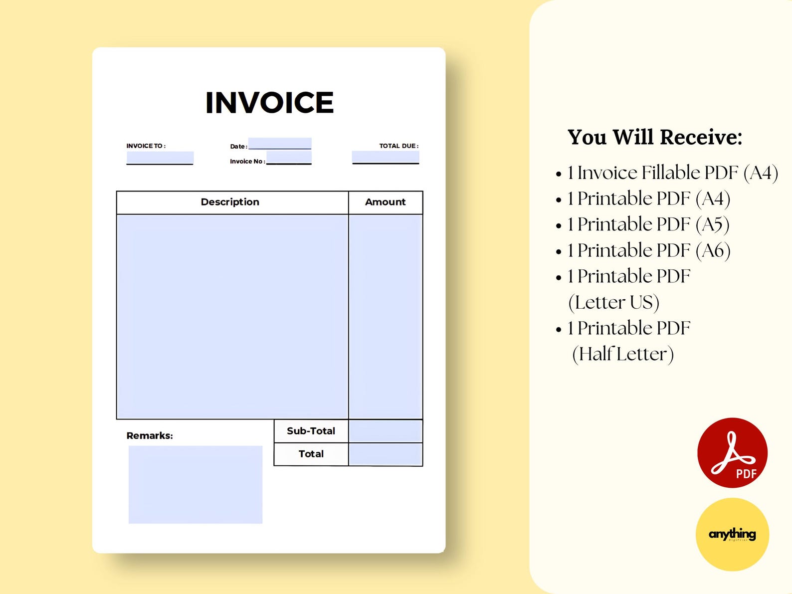 Printable Invoice Template Pdf Form Invoice Printable Simple Easy Print ...