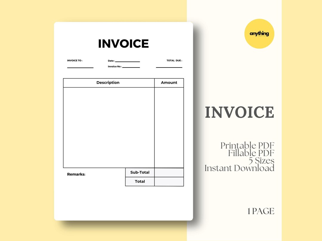 Printable Invoice Template Pdf Form Invoice Printable Simple Easy Print ...