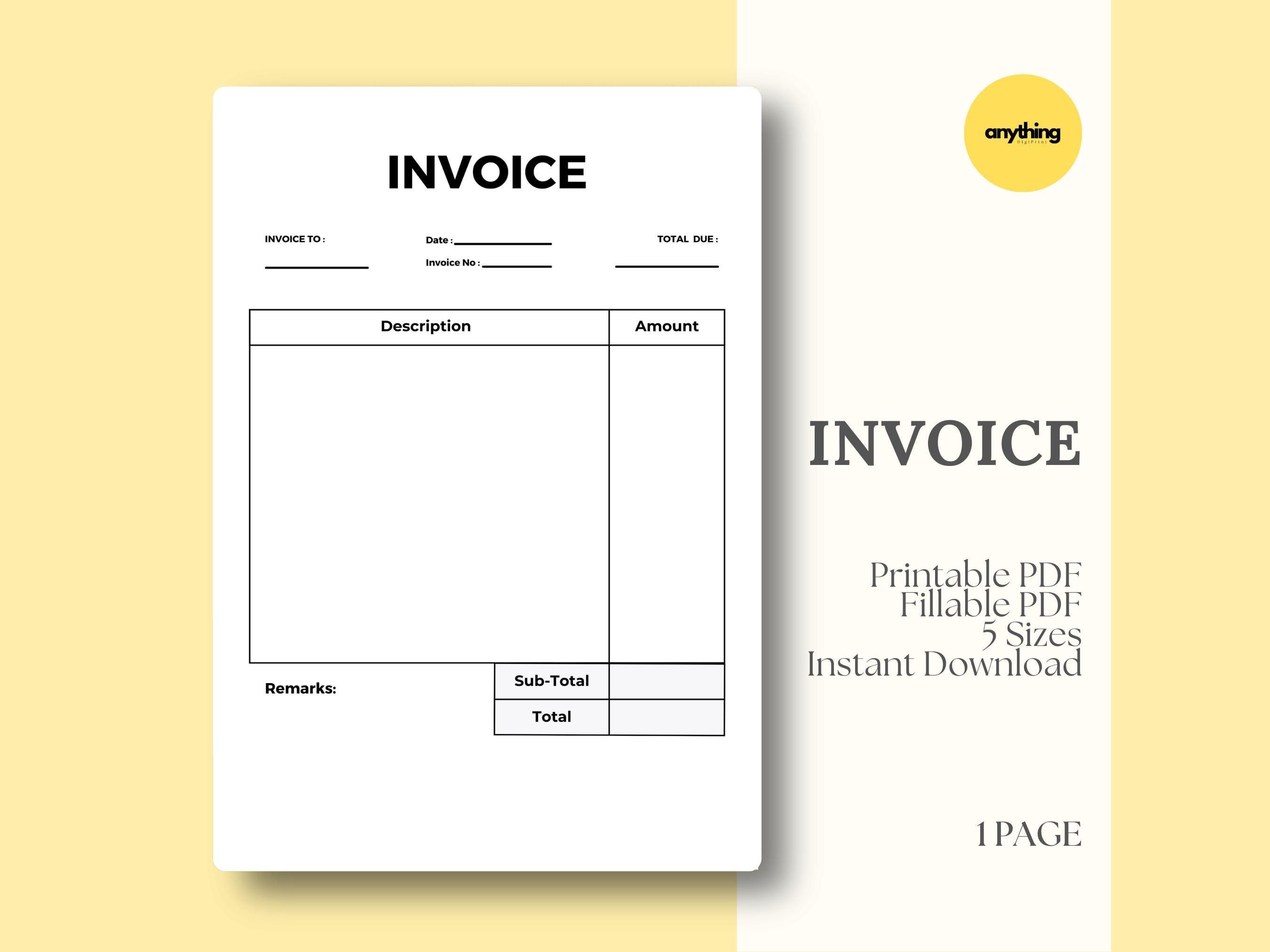 Printable Invoice Template Pdf Form Invoice Printable Simple Easy Print ...