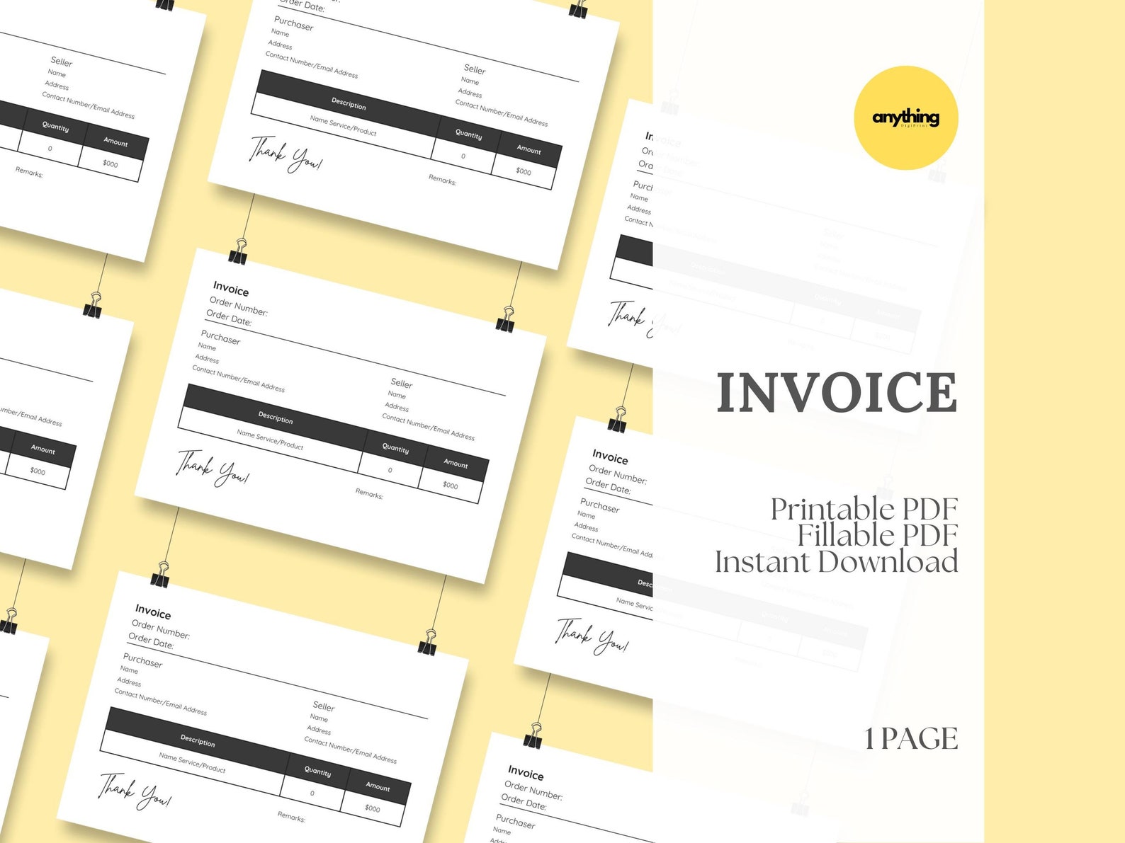 A4 Printable Invoice Fillable Invoice Form PDF Simple Printable Invoice ...