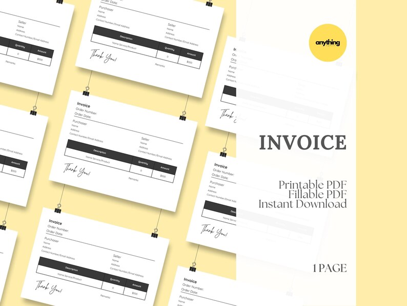 A4 Printable Invoice Fillable Invoice Form PDF Simple Printable Invoice ...