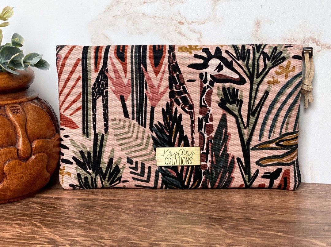 Cute Minimalist Giraffe Wallet With Black Leather Tab Sewn With African ...