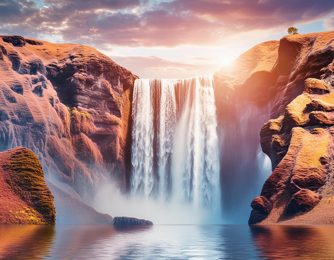 Surreal Waterfall Digital Wallpaper Bundle - 5 Pack - Etsy