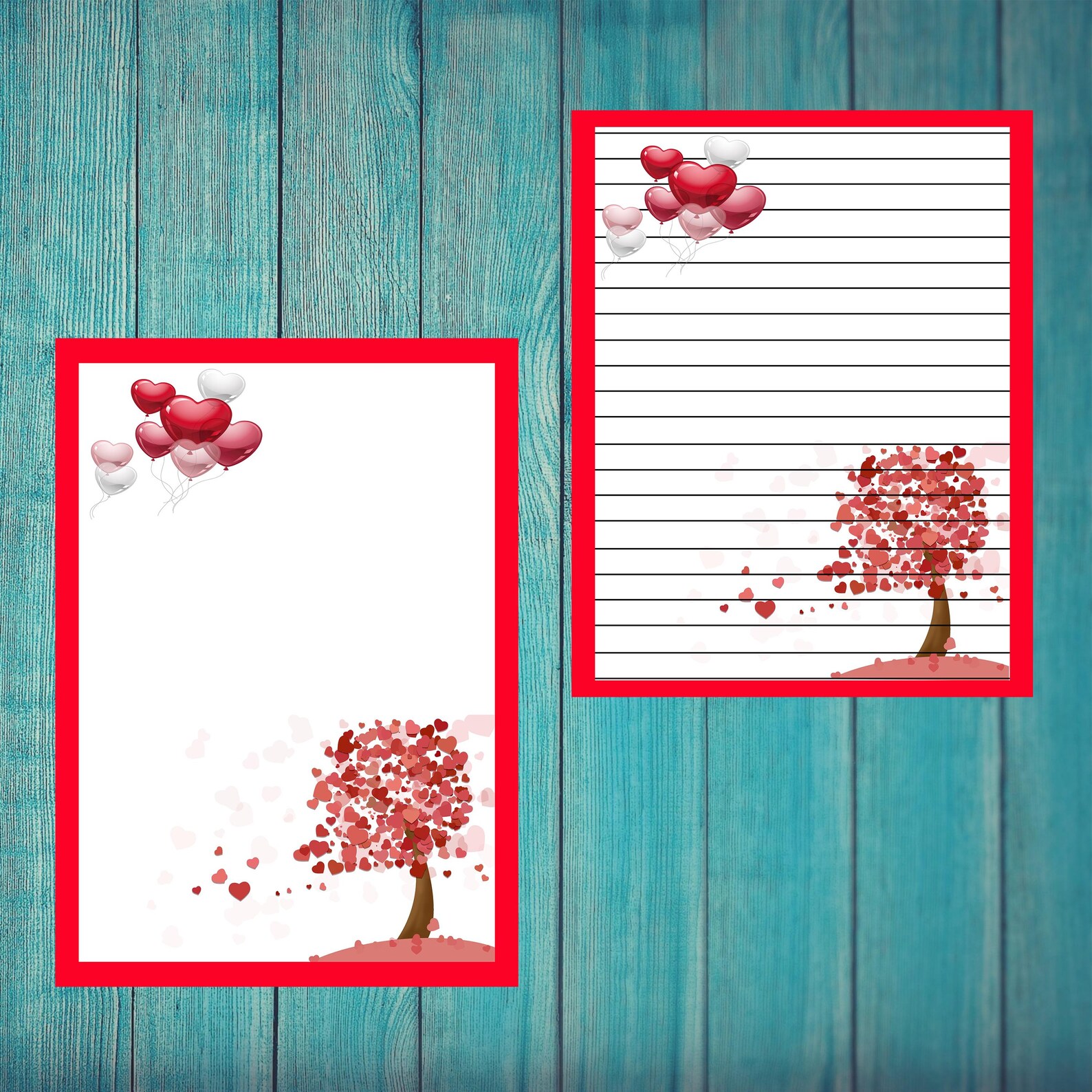 Floral and Heart Printable Stationery Letter Writitng Paper - Etsy