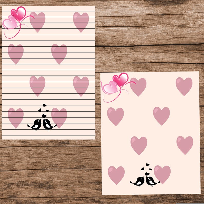 Floral and Heart Printable Stationery Letter Writitng Paper - Etsy