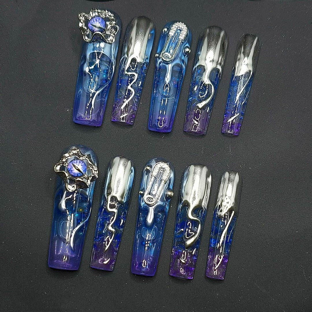 Wedding Nails ,water Encapsulated Nails Hand Painted Nail,custom Press ...