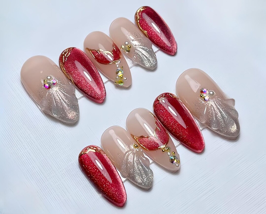 Seashell Nails,colorful Graffiti Hand Painted Nail,custom Press on ...