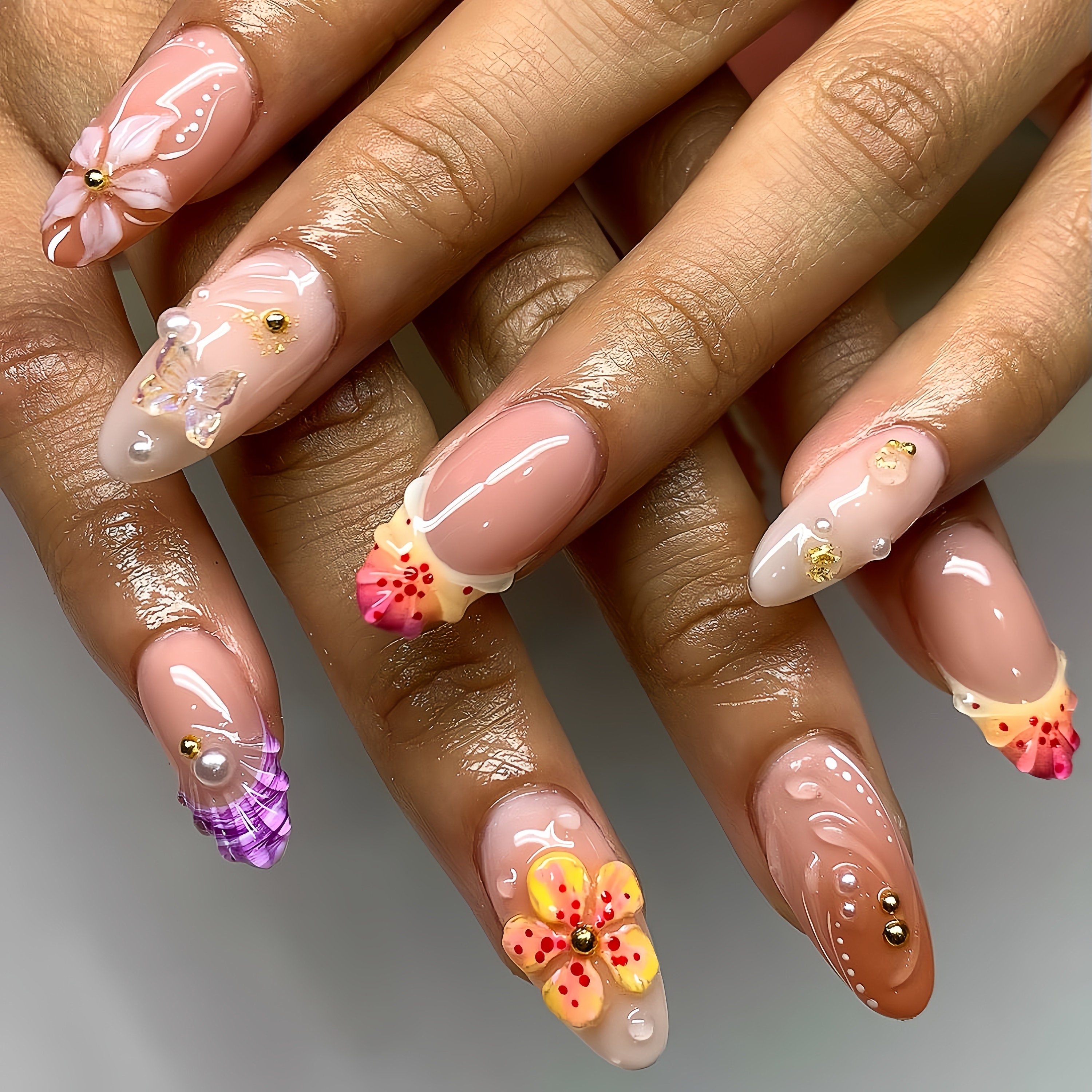 Freestyle Y2K Almond Press on Nails,hand Painted Nail,custom Nails,3d ...