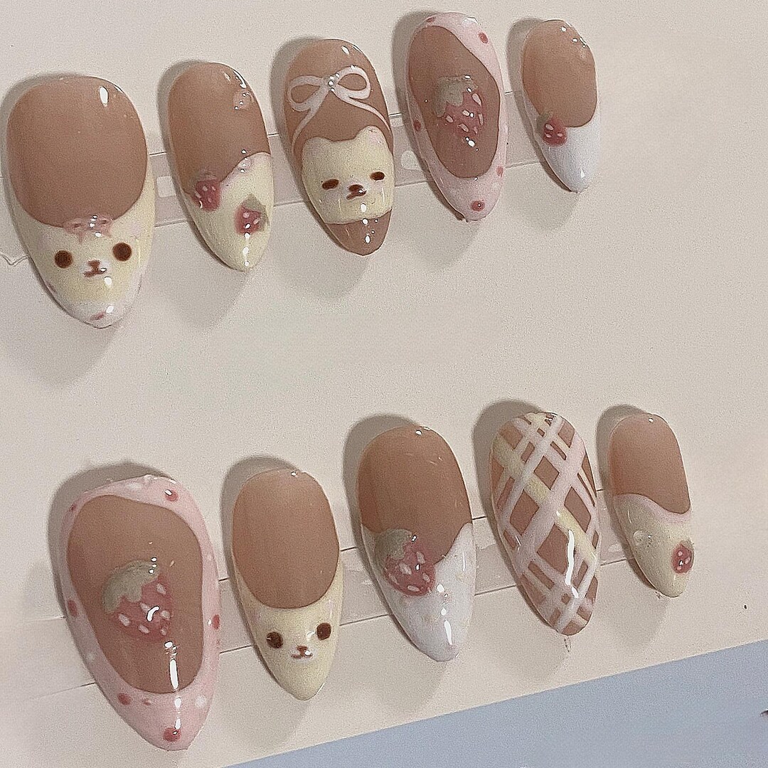 Cute Nails,diamond Hand Painted Nail,custom Press on Nails,3d Nails,gel ...
