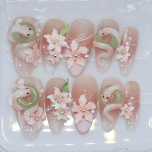 Dreamy Nails ,snake Nails Hand Painted Nail,custom Press on Nails,3d ...