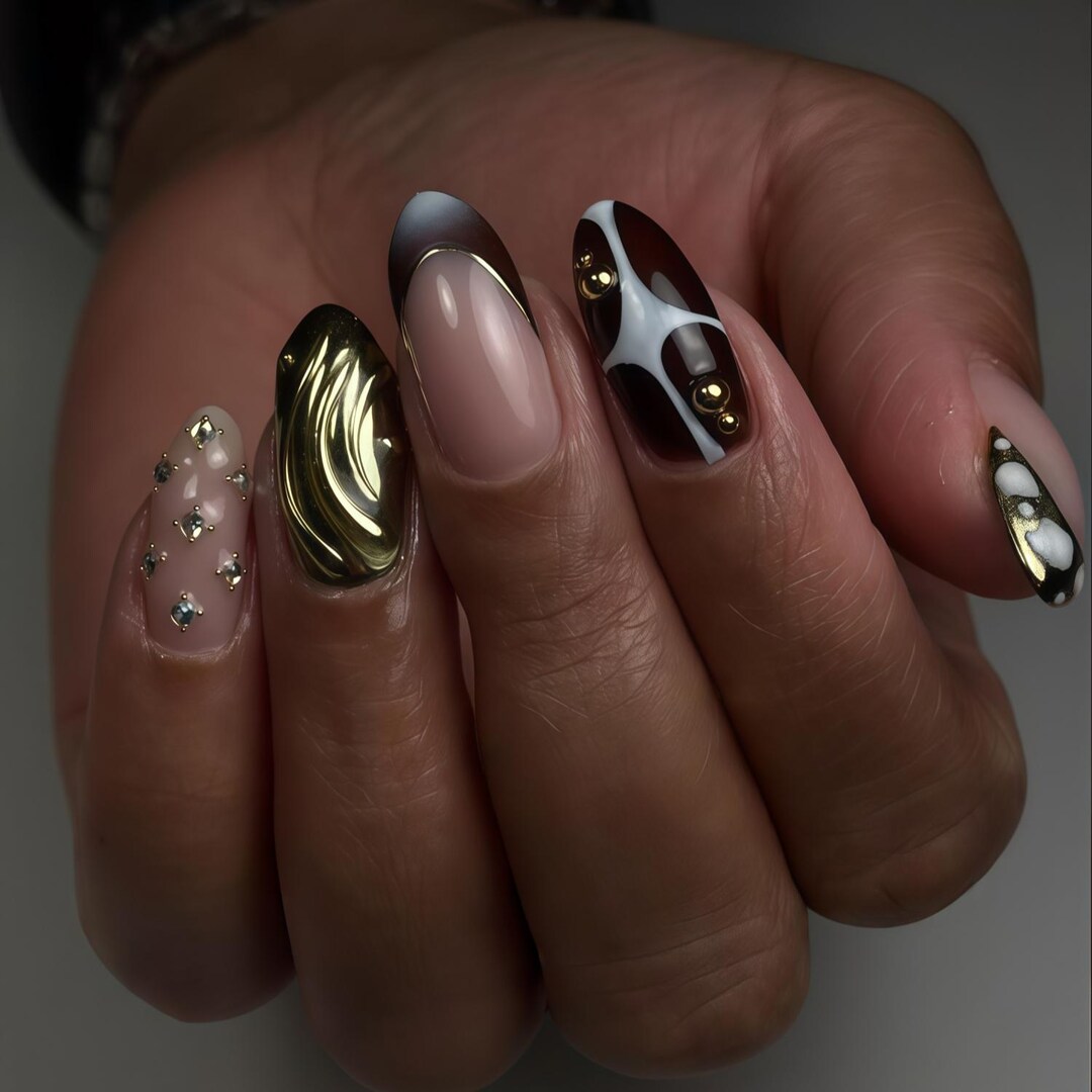 France Custom Press on Nails,hand Painted Nails,handmade Nails,star ...