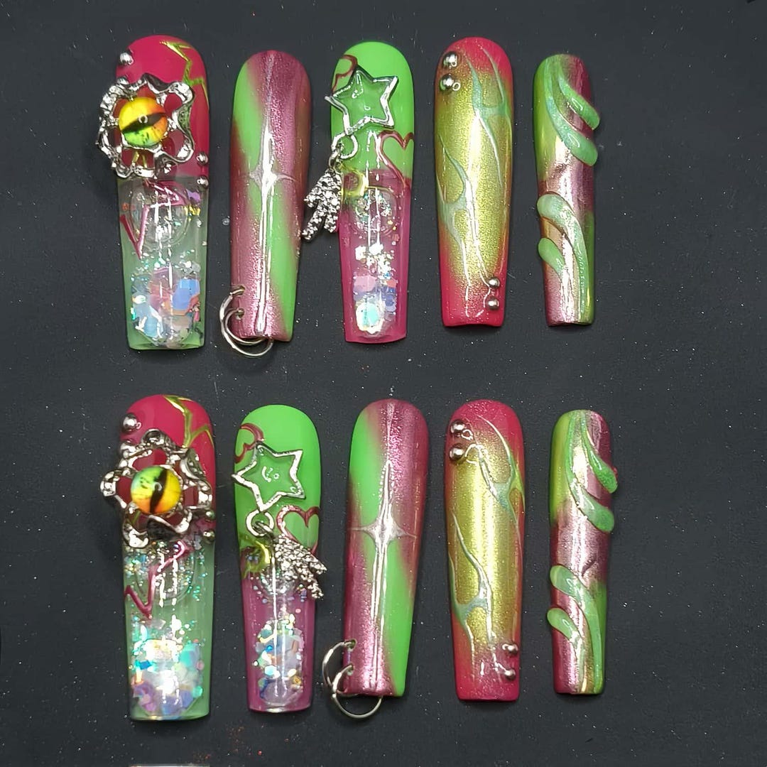 Wedding Nails ,water Encapsulated Nails Hand Painted Nail,custom Press ...