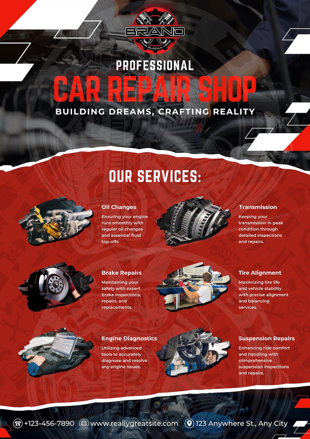 Car Repair Shop Poster – Modern Auto Service Flyer Wall Art, Garage ...