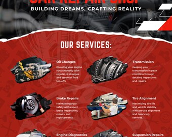 Car Repair Shop Poster – Modern Auto Service Flyer Wall Art, Garage ...