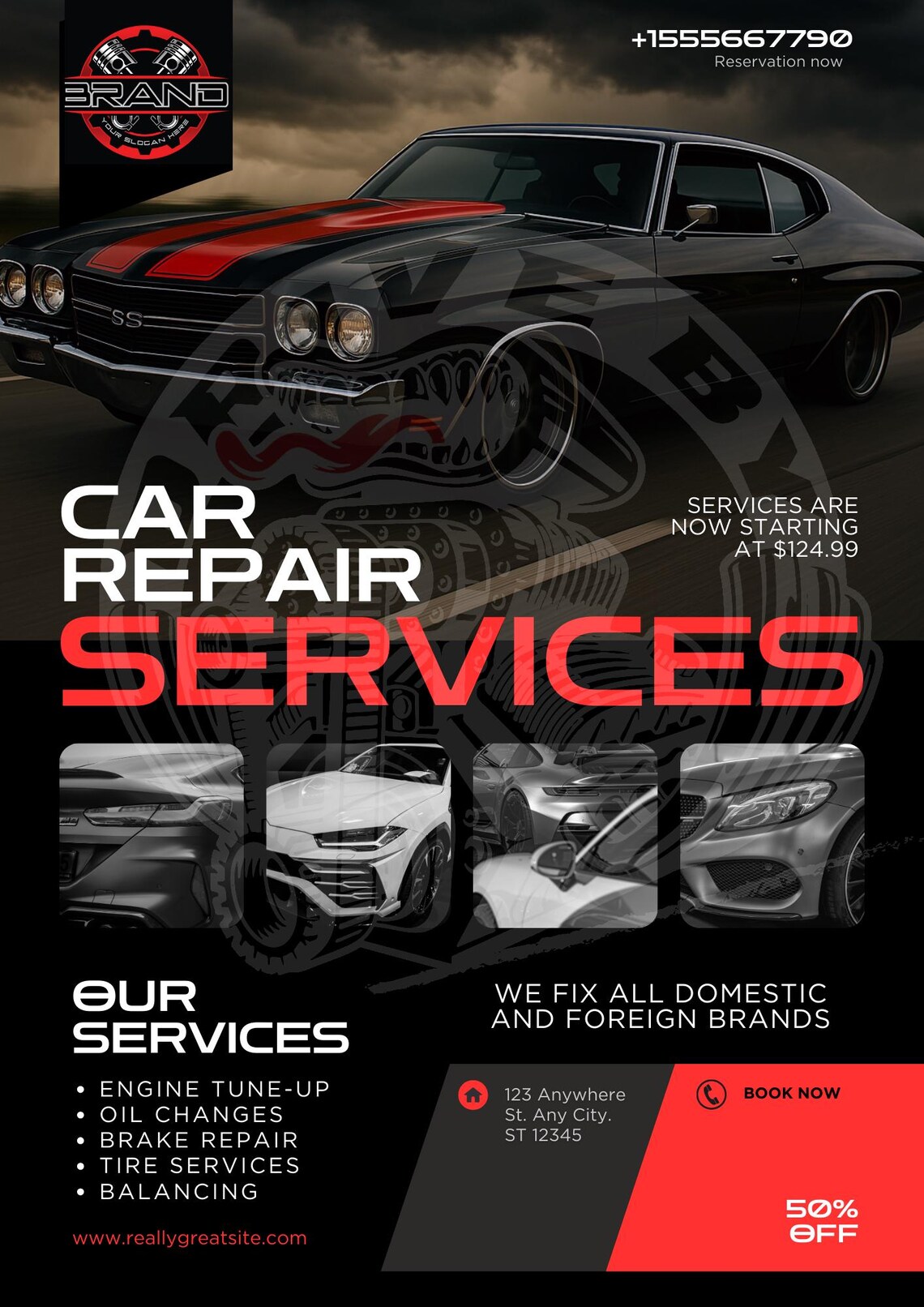 Car Repair Shop Poster – Modern Auto Service Flyer Wall Art, Garage ...