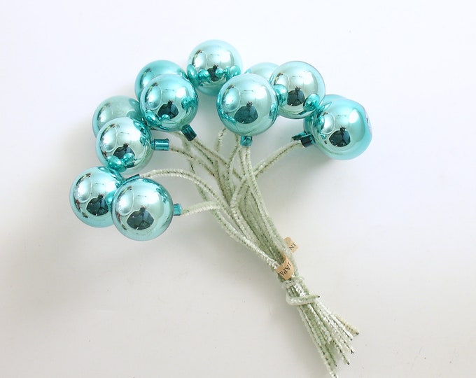 Vintage Christmas Decoration Glass Ball Picks Aqua - Etsy