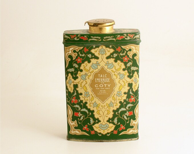 Vintage 1920s Coty Tin Talc Powder New York Paris Emeraude De Coty ...